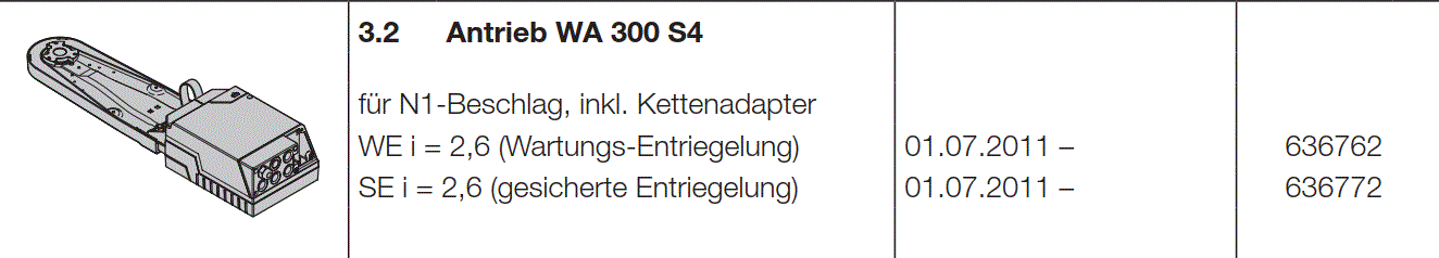 Hörmann Antrieb WA 300 S4 für N1-Beschlag mit Kettenadapter SE i-2-6 ...