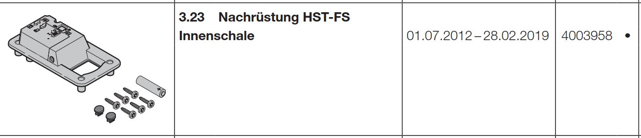 Hörmann Nachrüstung HST42 - FS Innenschale, Baureihe 10, 20, Seiten ...