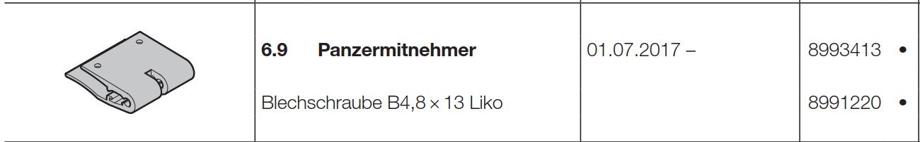 Hörmann Panzermitnehmer für Garagen-Deckenlauftor - RollMatic