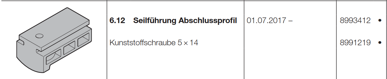 Hörmann Seilführung Abschlussprofil für Garagen-Deckenlauftor ...