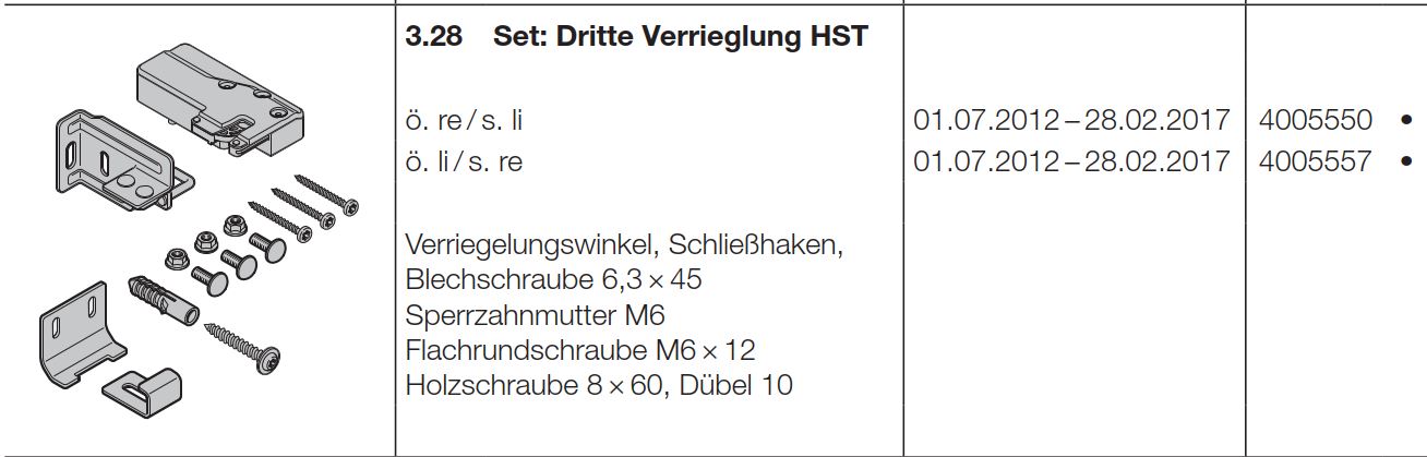 Hörmann Set: Dritte Verrieglung HST, öffnet links / schließt rechts ...