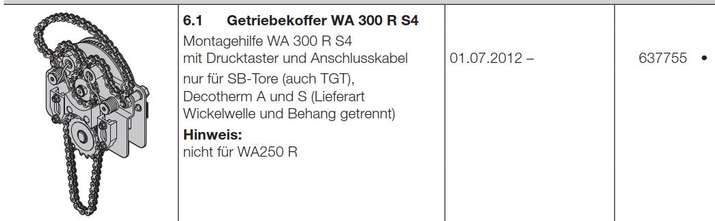 Hörmann Getriebekoffer WA 300 R S4 Montagehilfe WA 300 R S4 mit ...