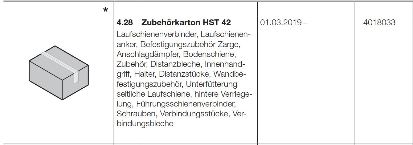 Hörmann Zubehörkarton HST42, Seiten-Sektionaltor