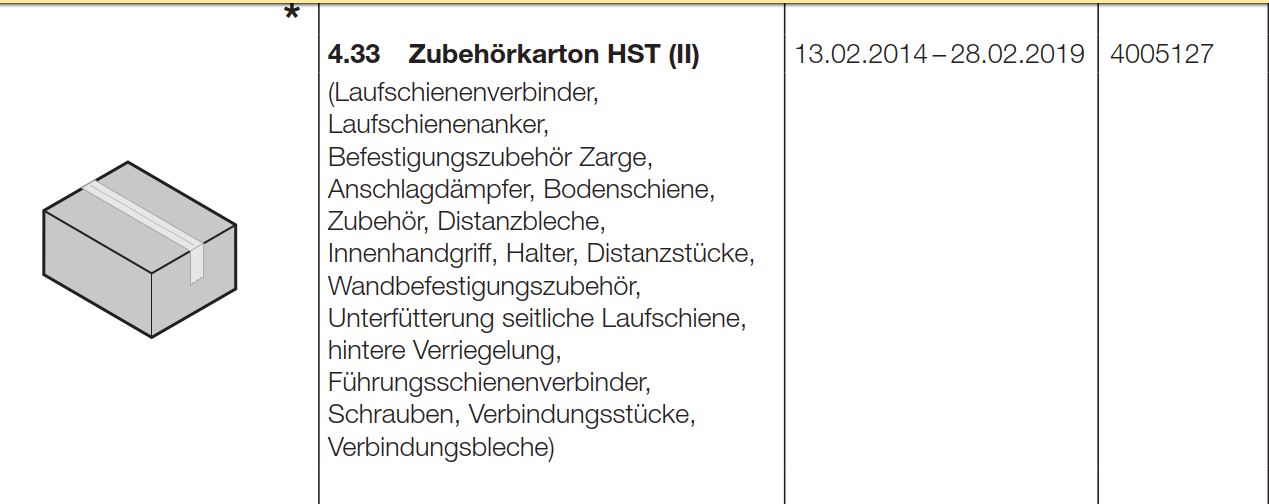 Hörmann Zubehörkarton HST (II) (HST42) BR10, Seiten-Sektionaltor