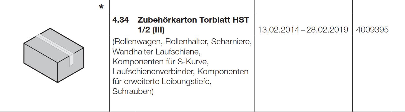 Hörmann Zubehörkarton Torblatt HST 1/2 (III) (HST 42) BR10, Seiten ...