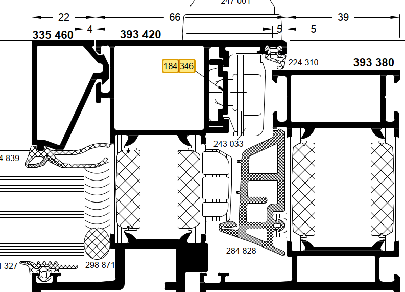 Schüco Riegelstange ALU, für Profilsystem Royal S vorgänger, jetzt AWS ...